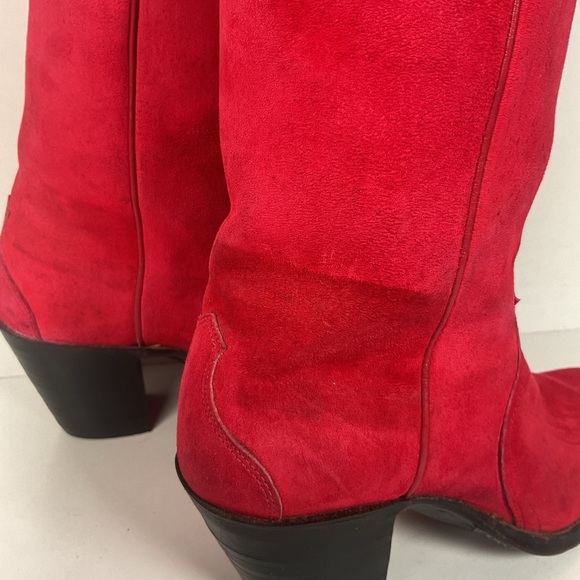 Justin Boots | Shoes | Vintage 7s Justin Red Suede Cowgirl Boots 6 B ...